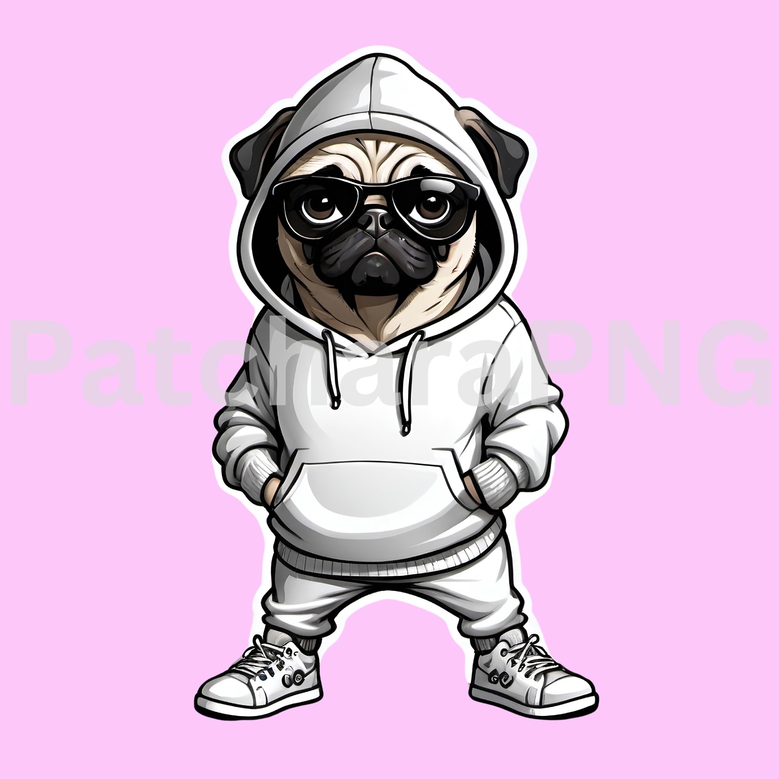 Cool Pug PNG | Pug Clipart in Hoodie With Hands in Pocket | Funny Dog ...
