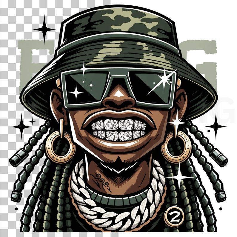 Rapper Bling PNG | Hip Hop Graffiti Style Clipart for DTF, Sublimation ...