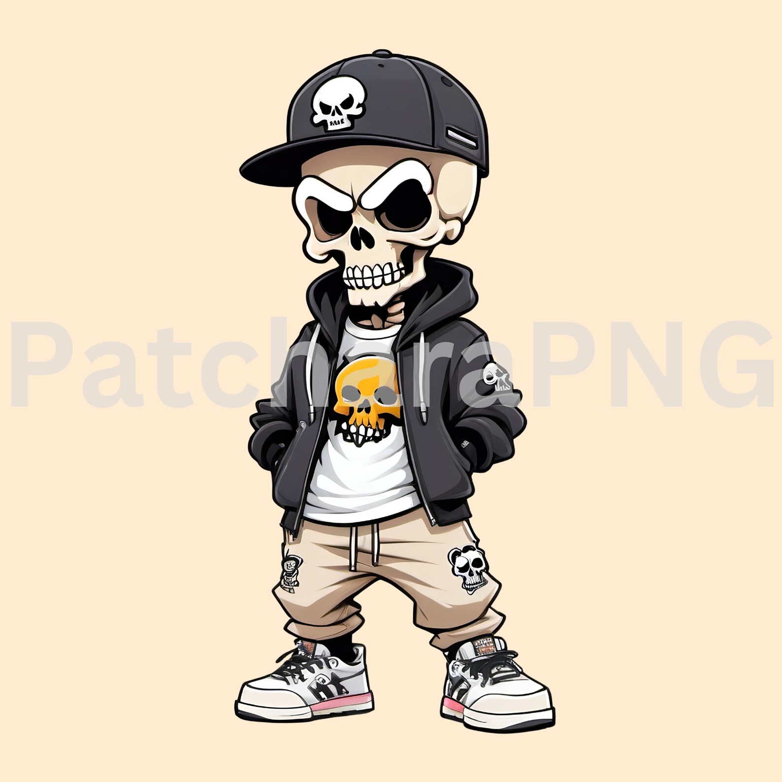 Cool Skull Cartoon Character in Hip-hop Streetwear | Graffiti-style ...