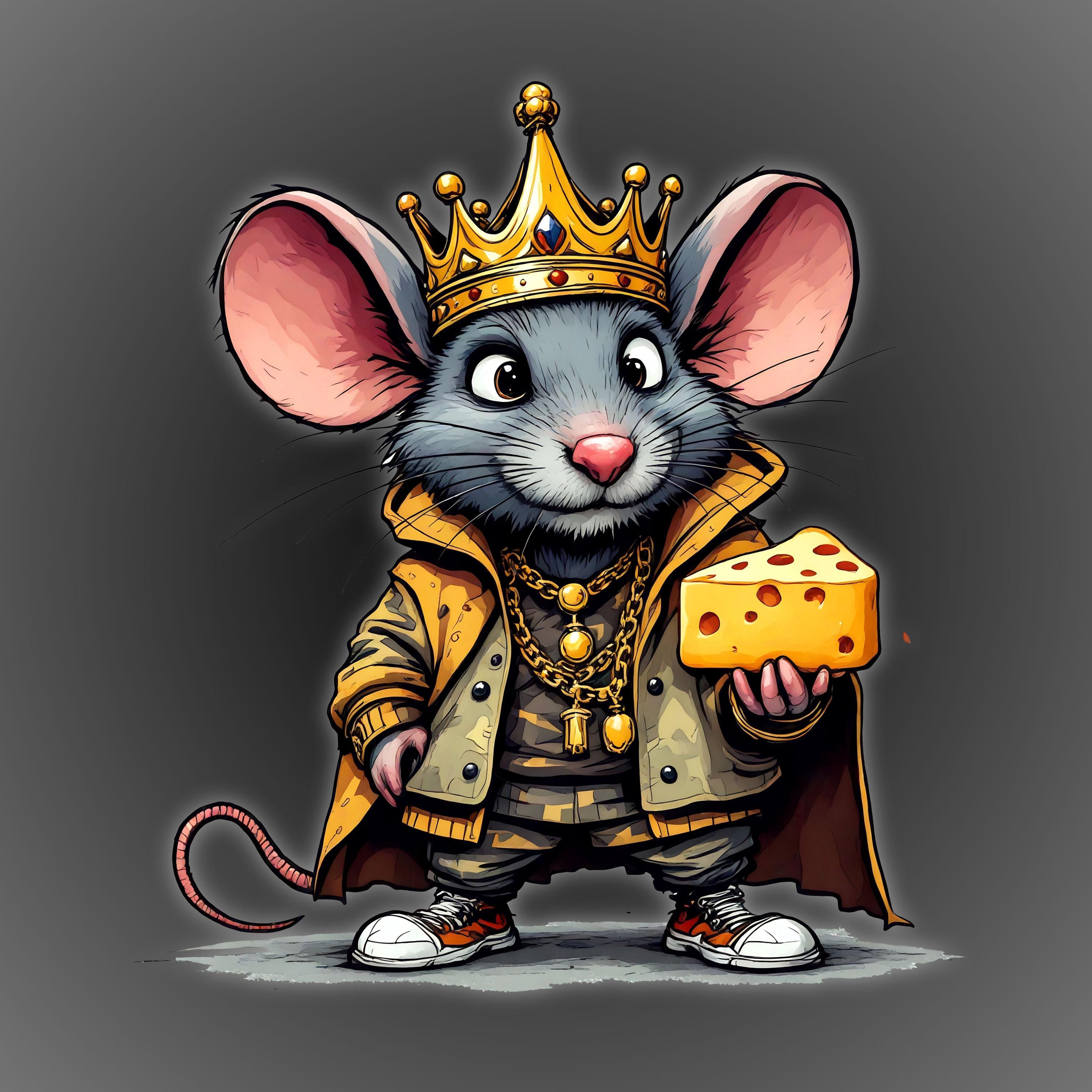 Mouse King PNG | Gangsta Mouse Clipart With Cheese and Crown | Funny ...