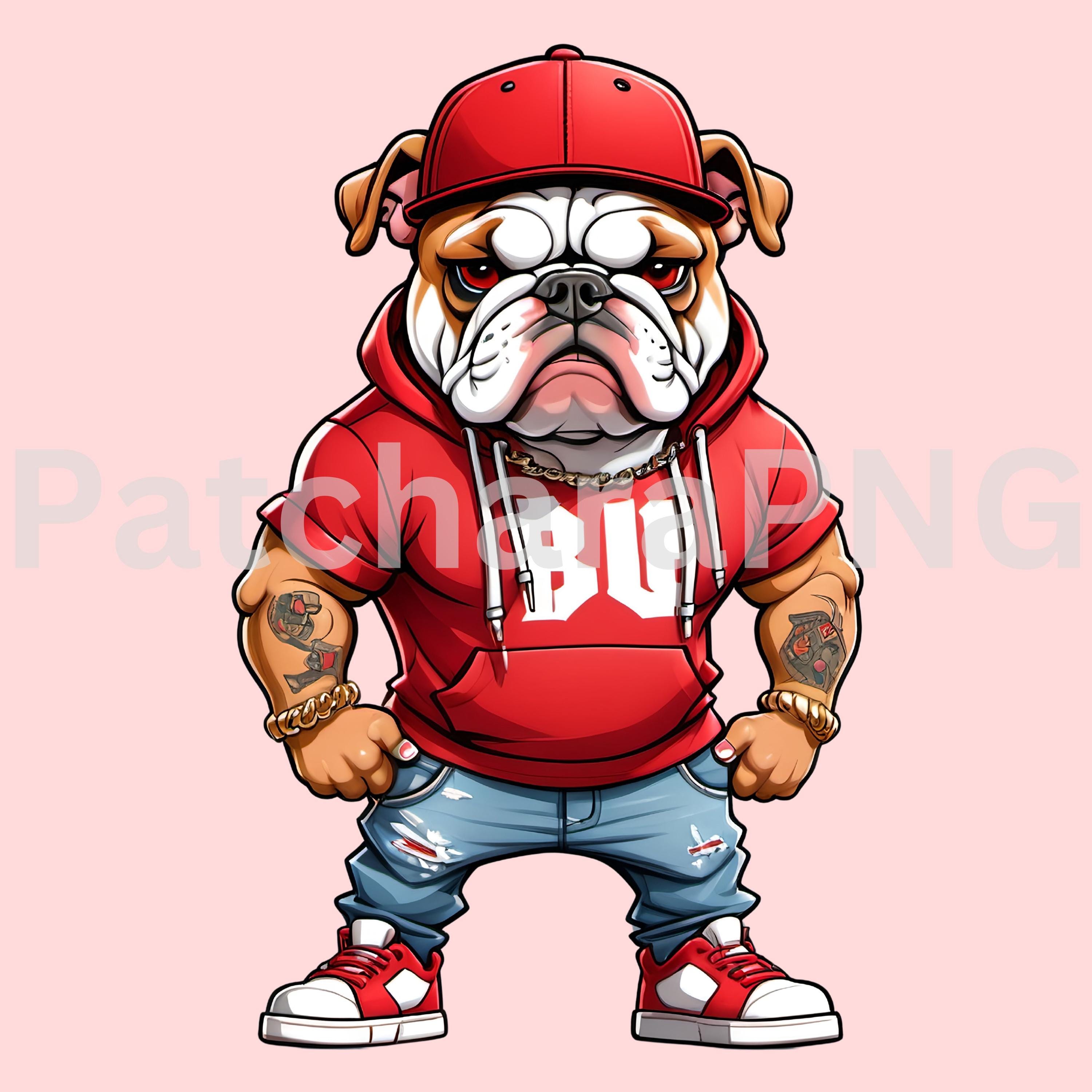 Gangsta Bulldog PNG | Cool Bulldog Clipart in Hoodie and Chain | Hip ...