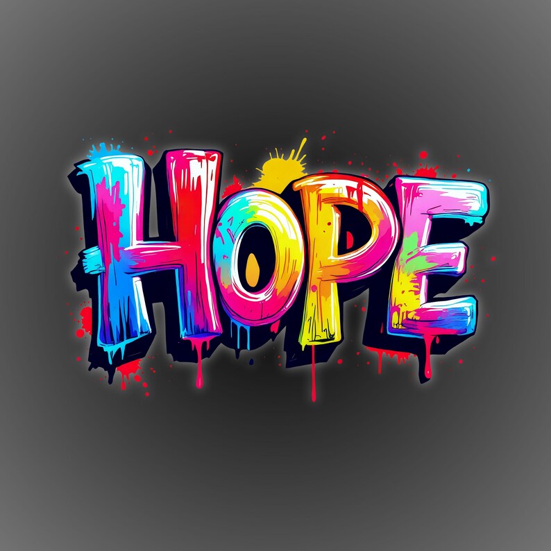 Hope Graffiti PNG | Colorful Street Sublimation Design | Urban Rainbow Lettering Digital ...