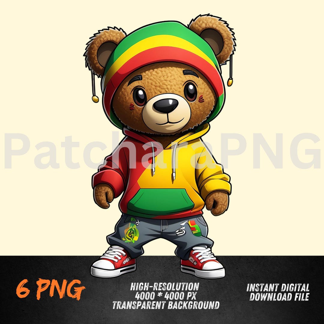 Rasta Teddy Bear Graffiti Art | Cool Hip-hop Bear Cartoon | Urban ...