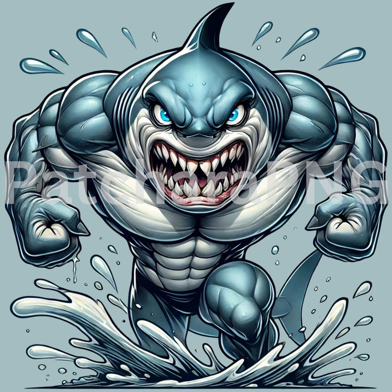 Angry Shark PNG Clipart | Fierce Shark Digital Download | Ocean Animal ...
