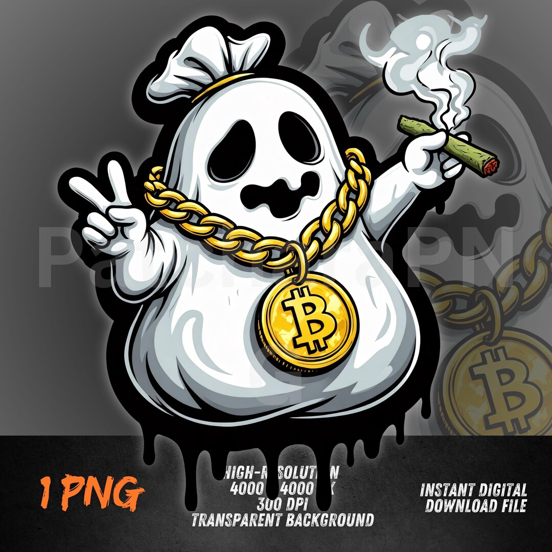 Money Bag Ghost PNG | Gangsta Halloween Clipart With Gold Chain ...