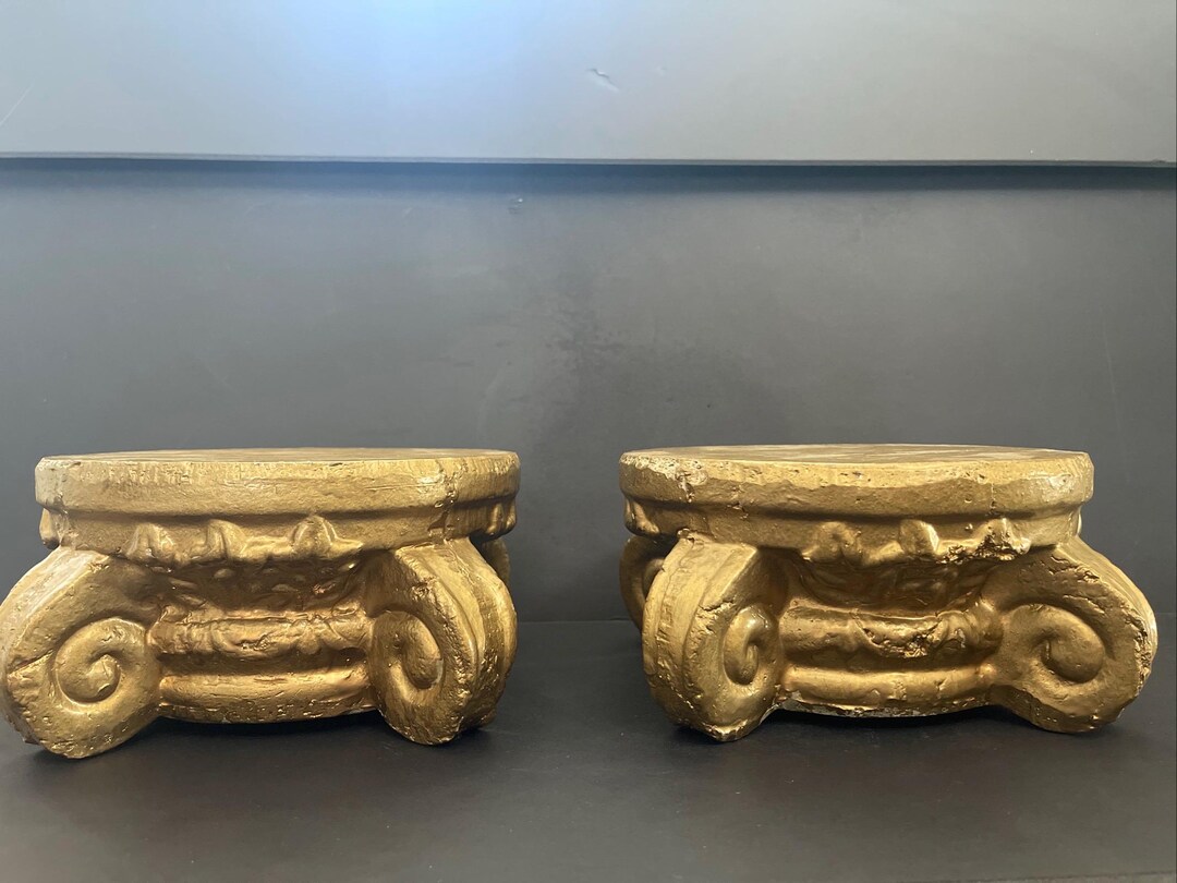 Two Stone Antique Greek Collumns With A Gold Leaf Finish - Etsy
