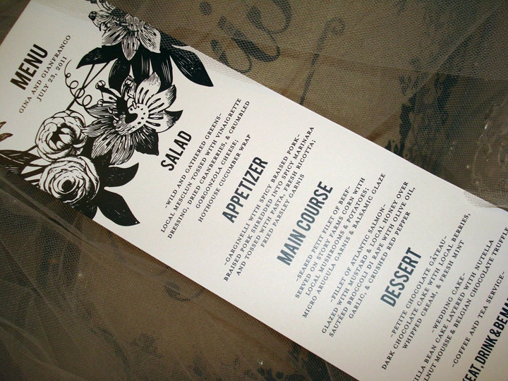 Menu Parisian Flower Market Wedding Collection Menu Cards - Etsy
