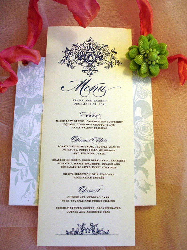 Royal Aisle Wedding Collection Menu Cards - Etsy