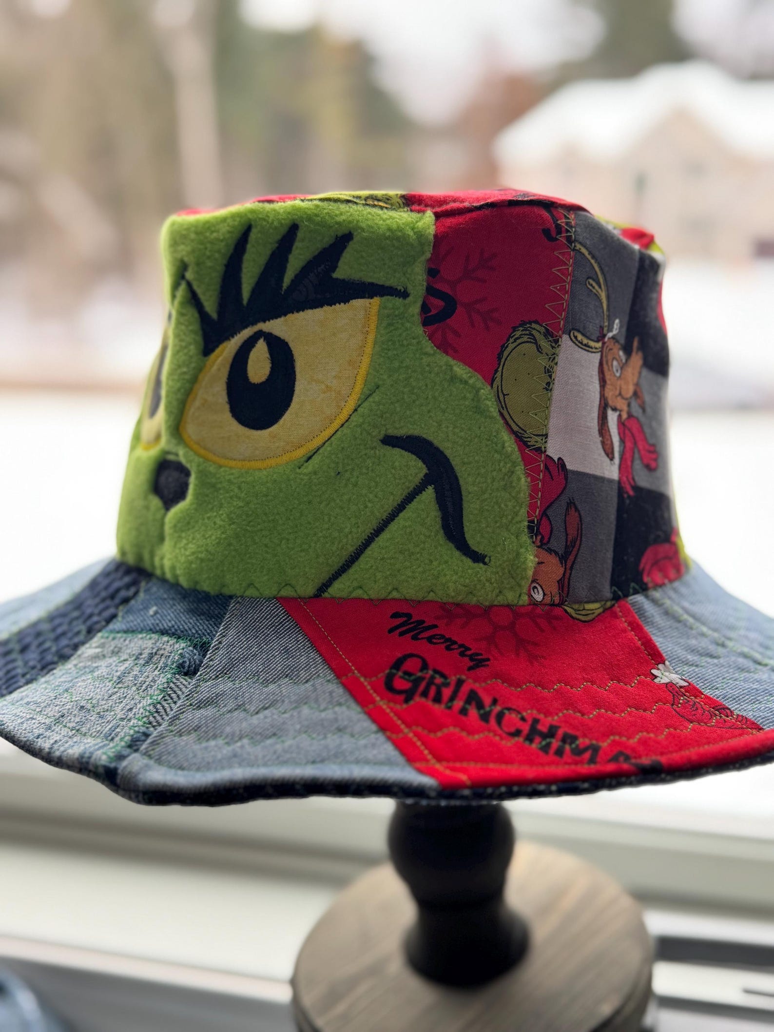 GRINCH Custom Made Patchwork Bucket Hat Matching Dad Fully Reversible ...
