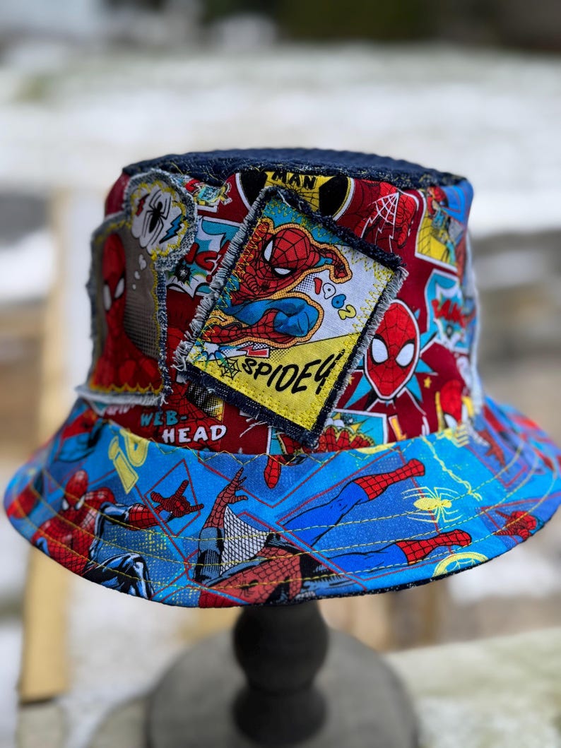 Spider-man Custom Made Patchwork Bucket Hat Toddler Kids Youth Fully ...
