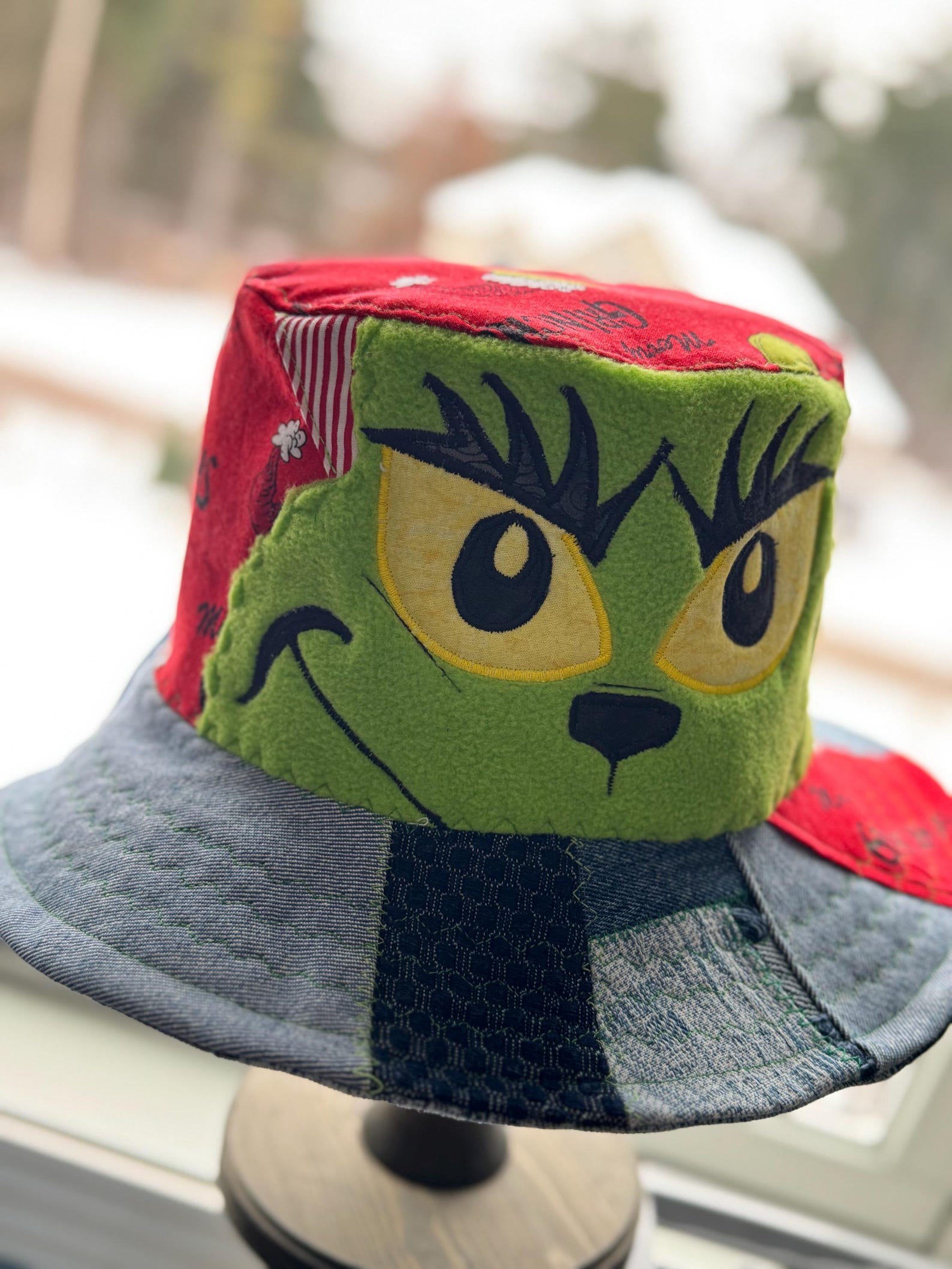 GRINCH Custom Made Patchwork Bucket Hat Matching Dad Fully Reversible ...