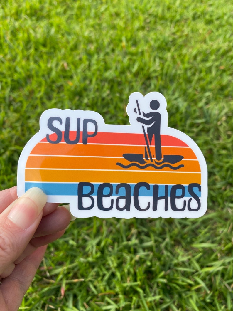SUP Beaches Weatherproof Sticker / Retro Sunset / Stand up Paddleboard ...