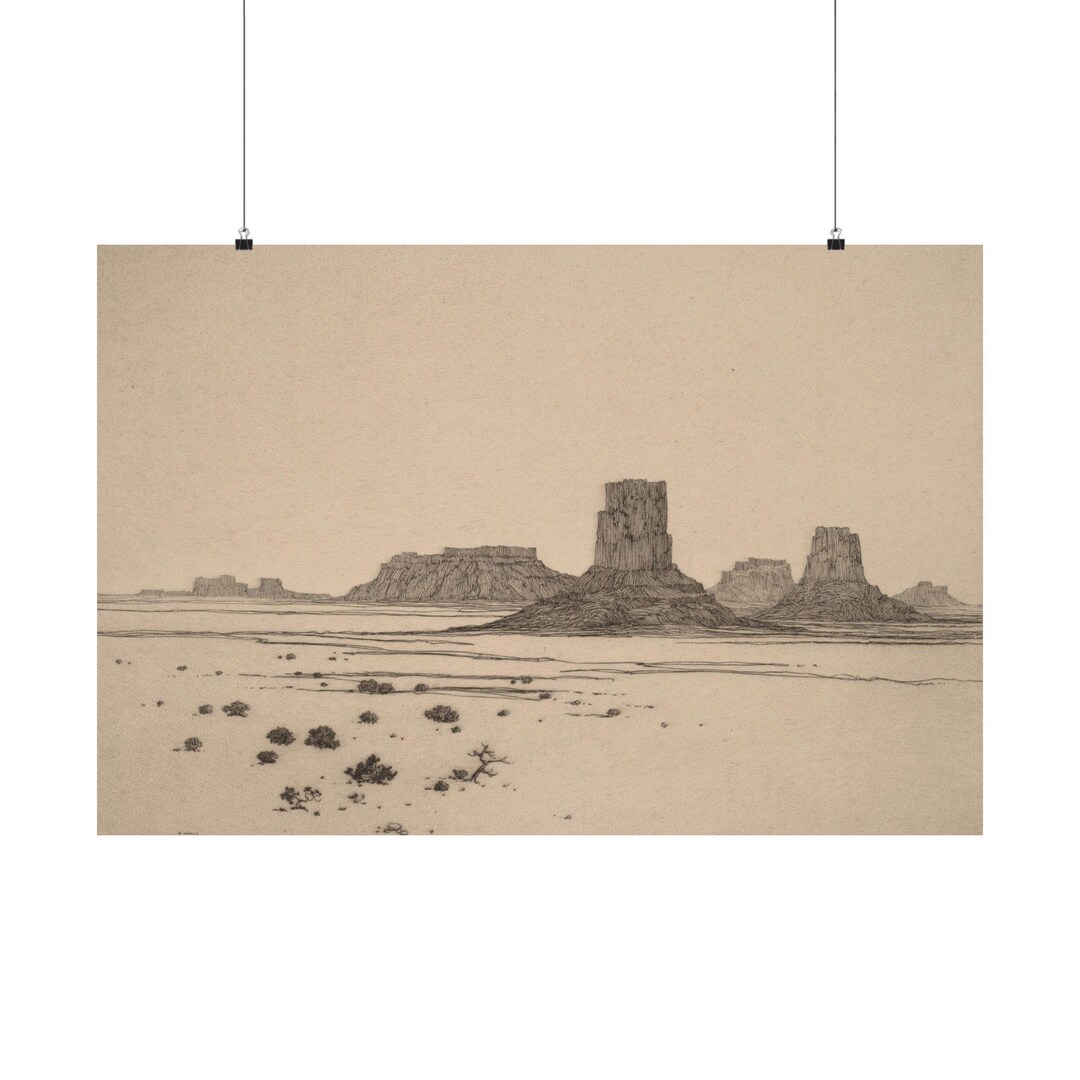 Vintage Desert Buttes Poster, Modern Decor With Vintage Charm, Boho ...