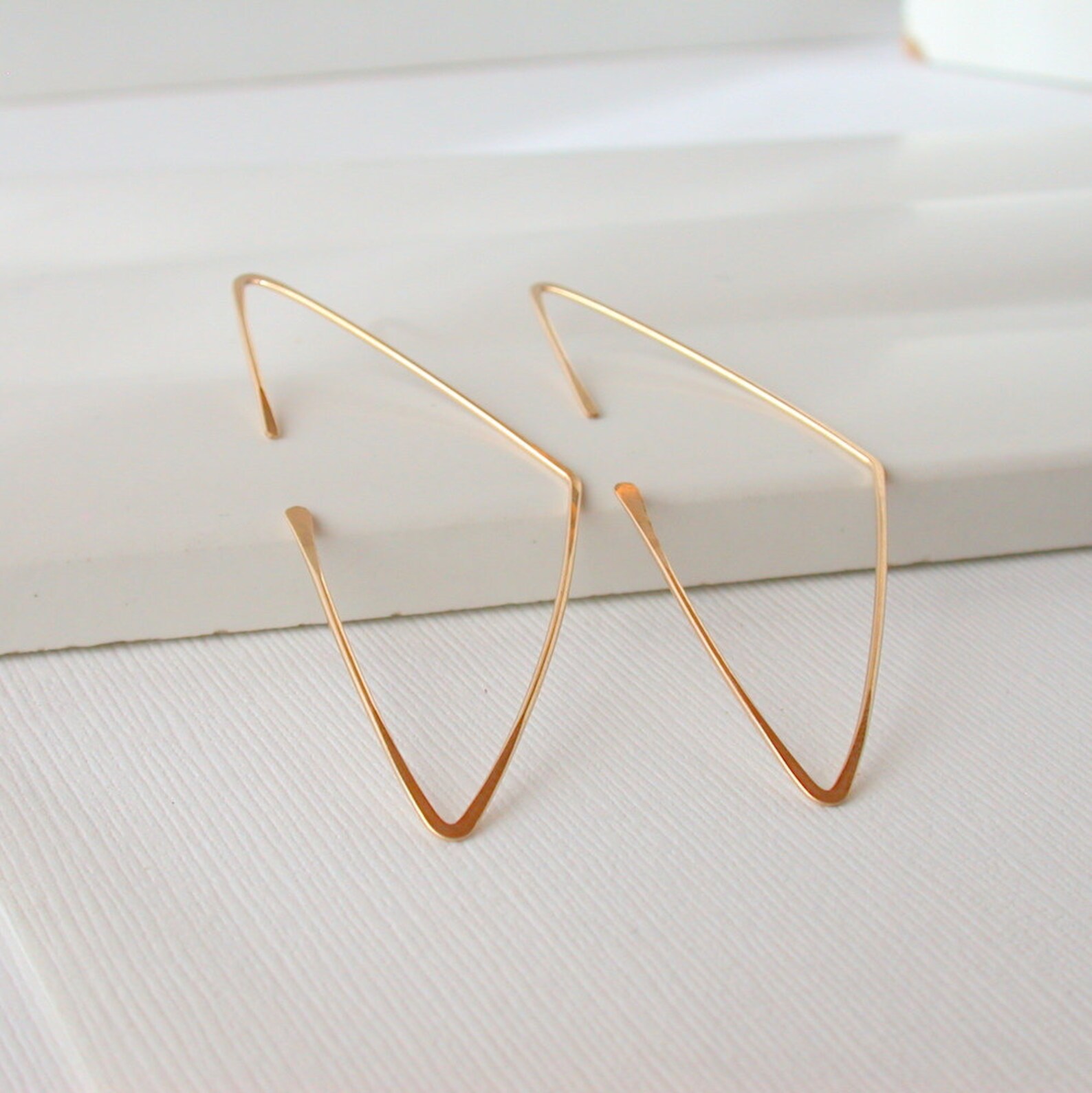 Threader Earrings Triangle Earrings Triangle Hoops Gold | Etsy