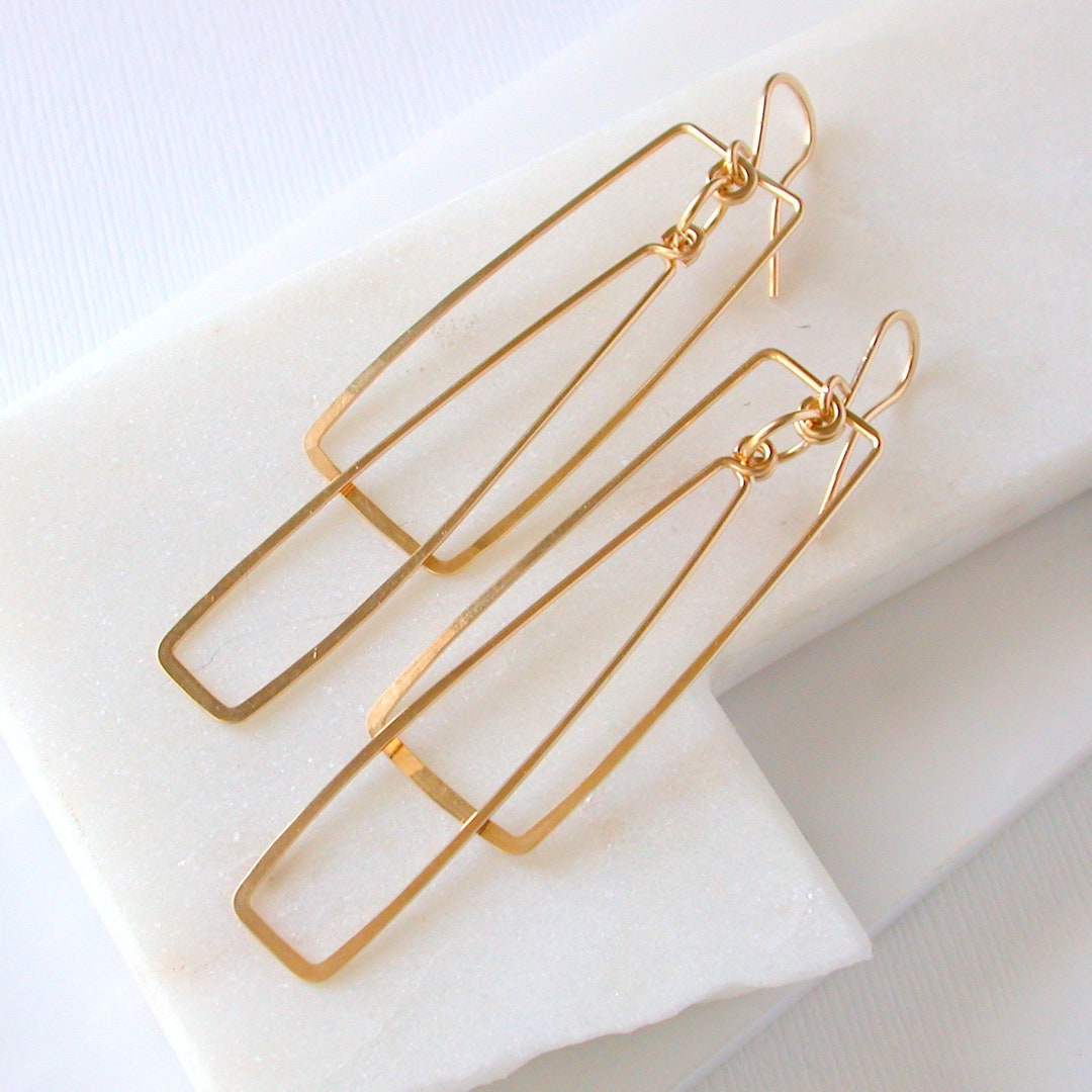 Rectangle Mirage Swinging Hoop Earrings. Modern Rectangle Hoop Earrings ...