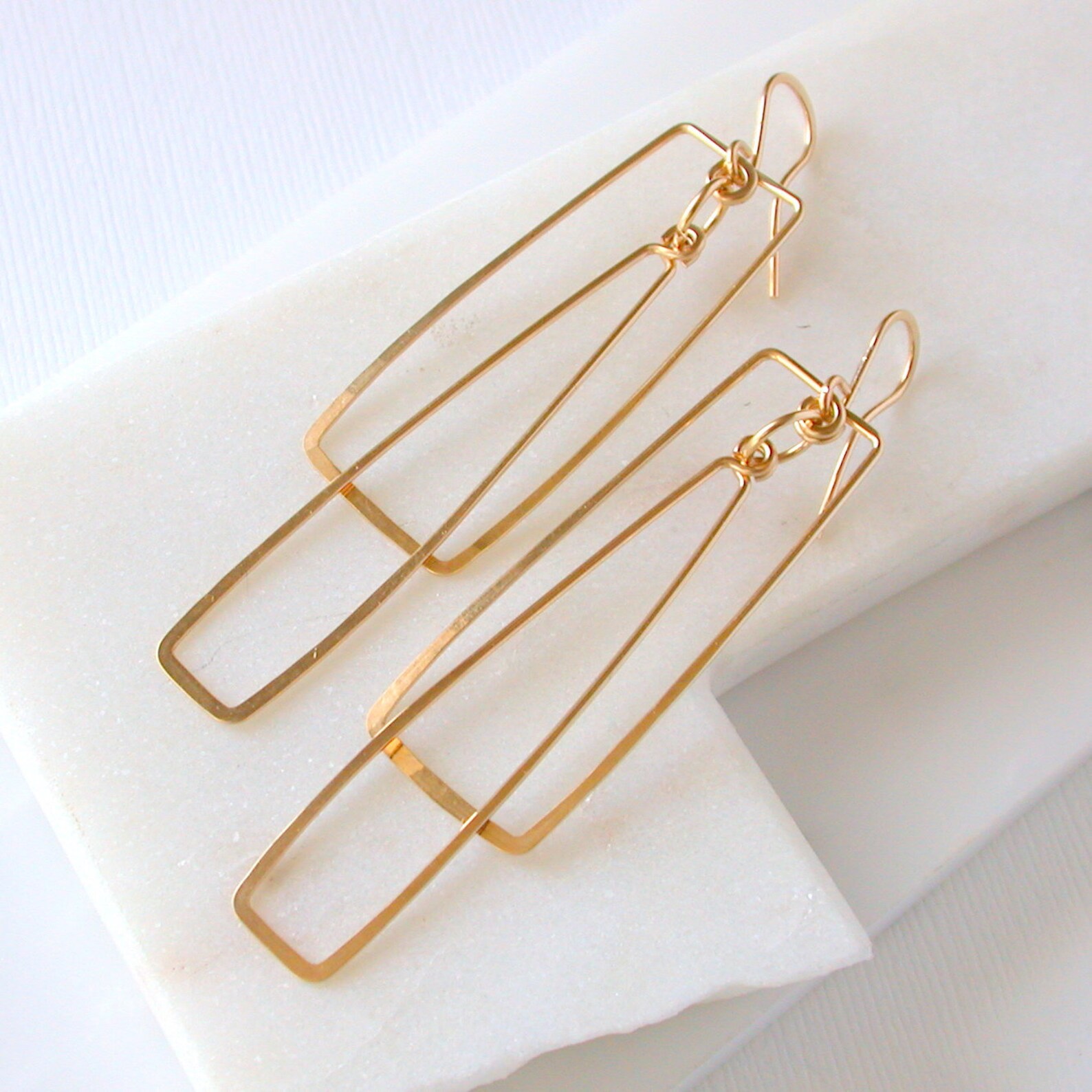 Rectangle Mirage Swinging Hoop Earrings. Modern Rectangle Hoop Earrings ...