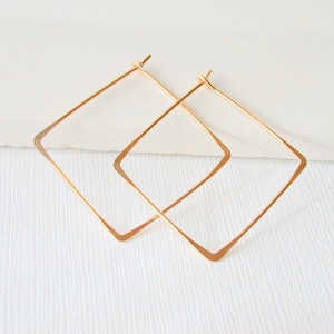 Silver Square Hoop Earrings. Square Hoops. - Etsy