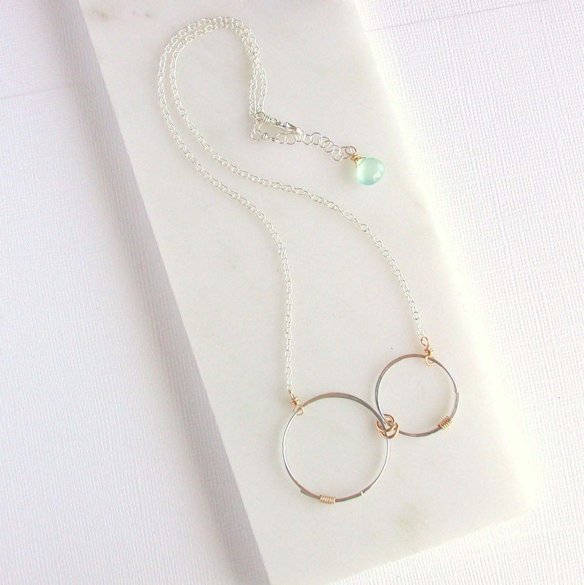 Side by Side Necklace. Mixed Metal Minimalist Necklace. Modern | Etsy