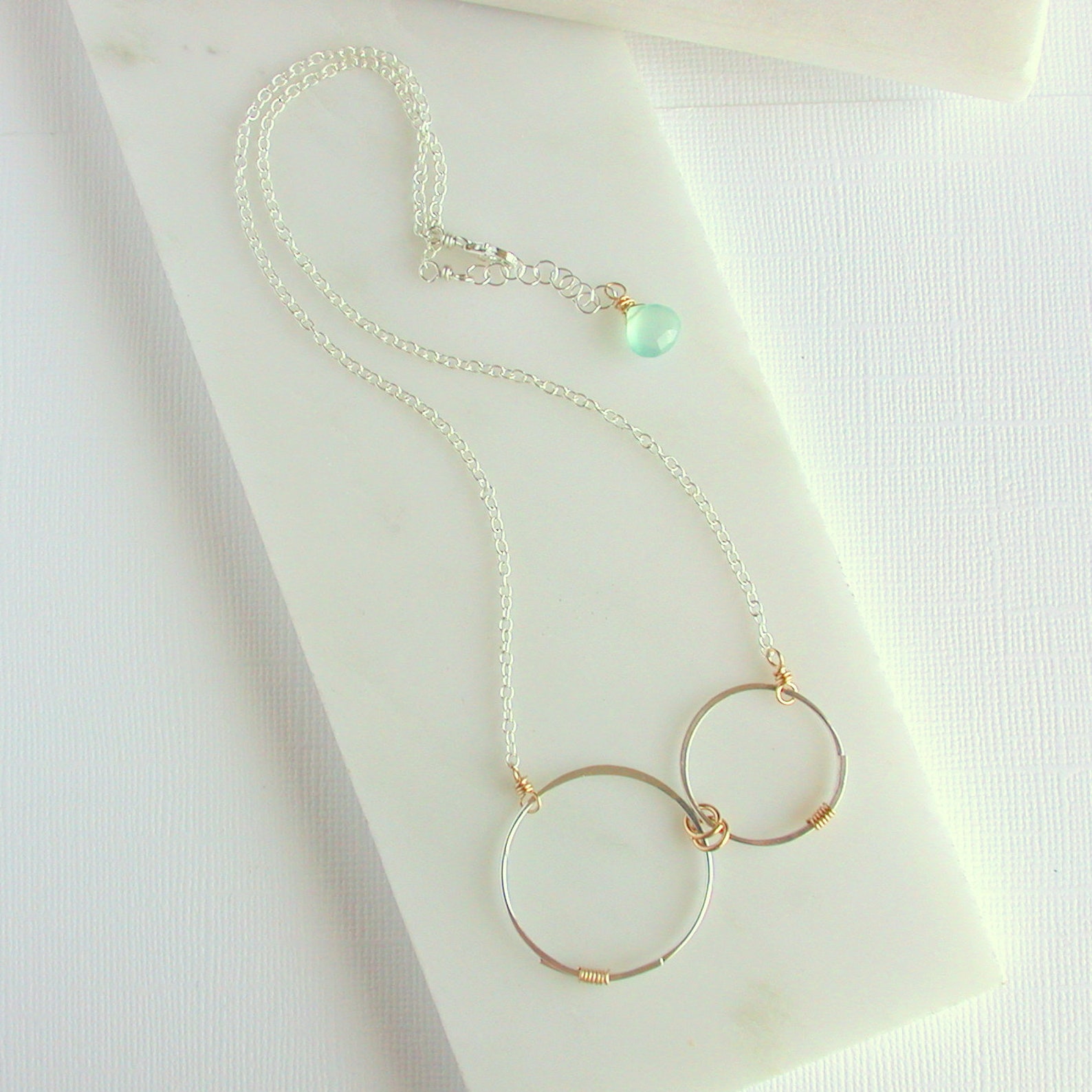 Side by Side Necklace. Mixed Metal Minimalist Necklace. Modern | Etsy