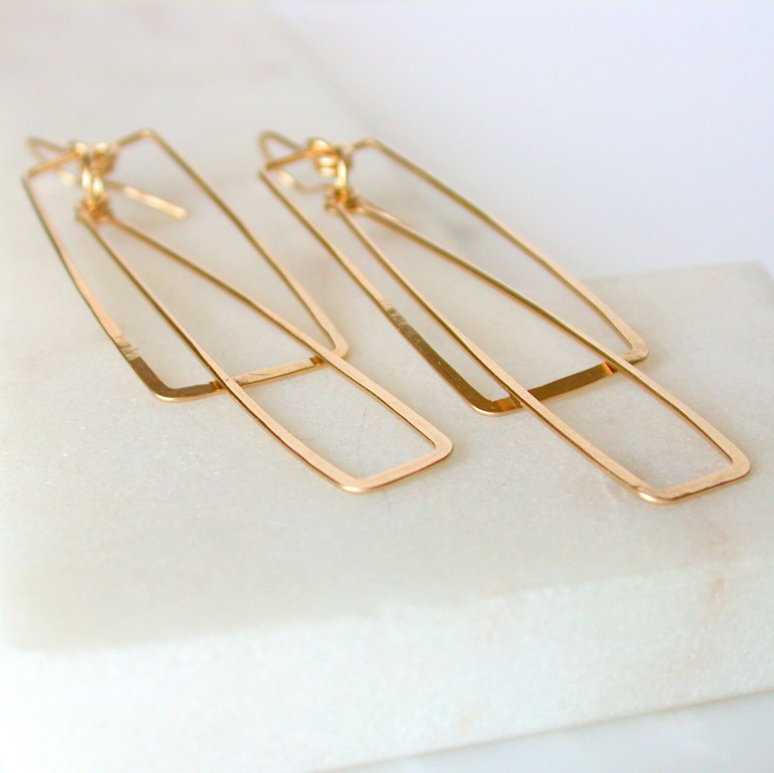 Rectangle Mirage Swinging Hoop Earrings. Modern Rectangle Hoop Earrings ...