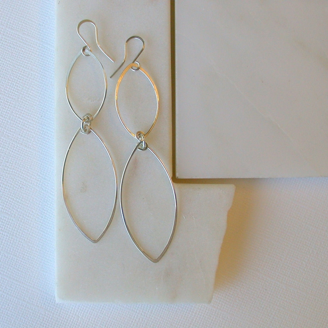 Handgefertigte Sterling Silber Blatt Ohrringe: Moderne Schmuck - Etsy ...