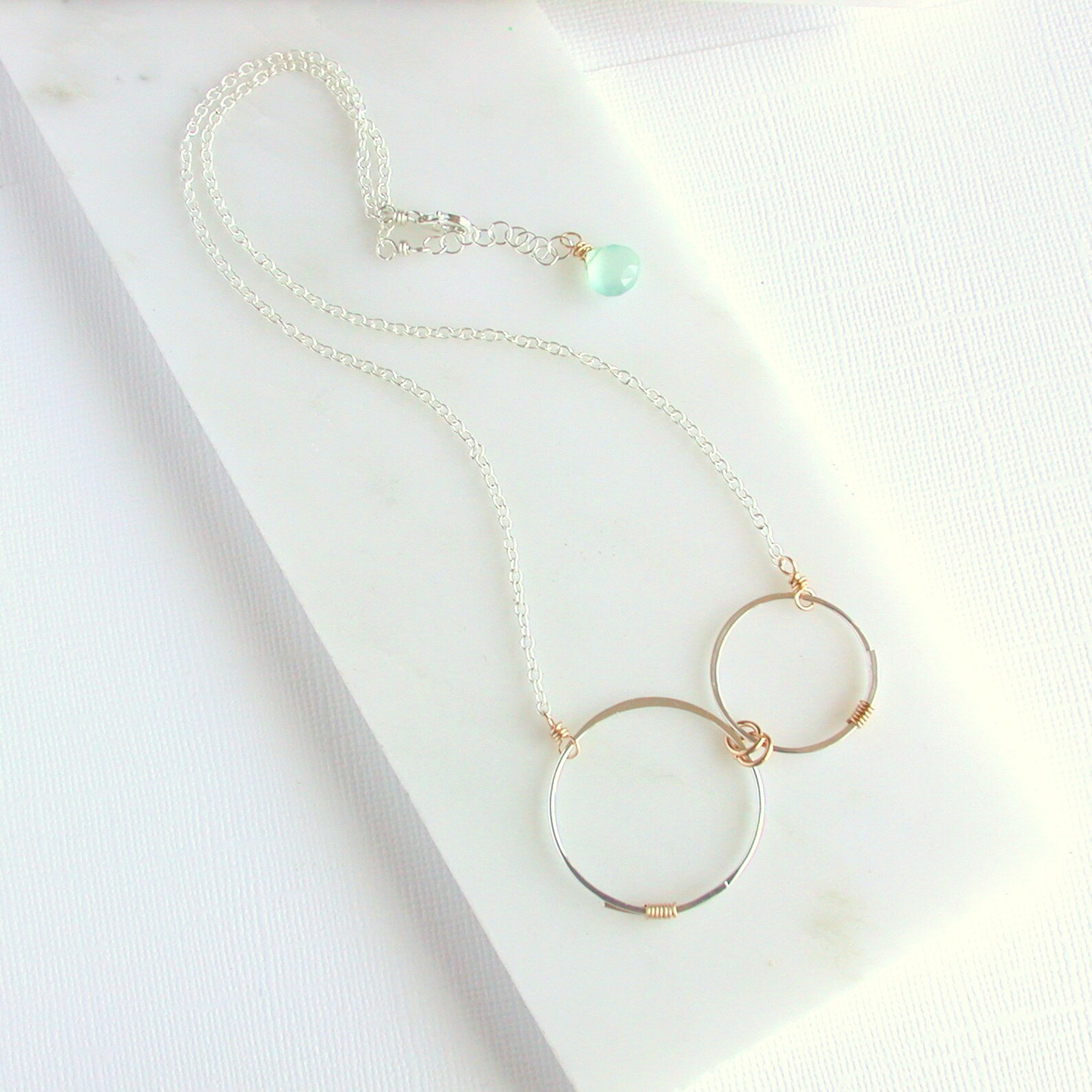 Side by Side Necklace. Mixed Metal Minimalist Necklace. Modern | Etsy