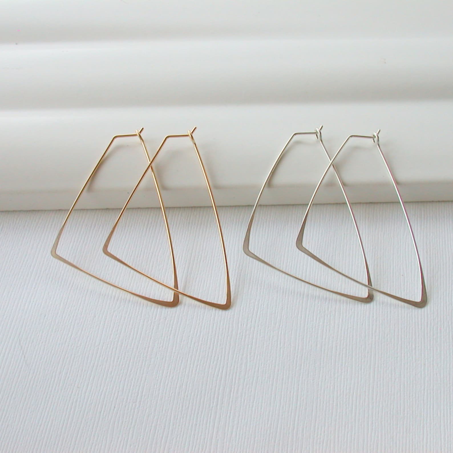 Gold Geometric Earrings Large Hoop Earrings Gold Hoop Earrings | Etsy