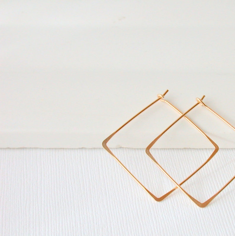 Silver Square Hoop Earrings. Square Hoops. - Etsy
