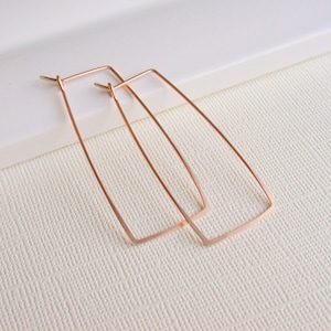 Rectangle Hoop Earrings. Available in Sterling, Gold Fill, and Rose ...