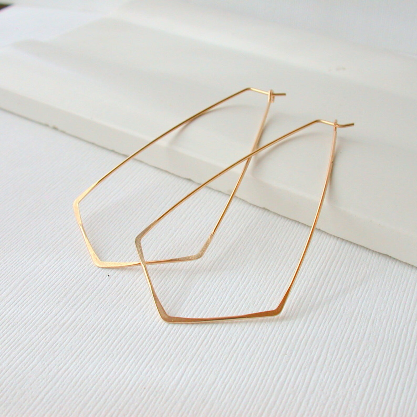 14k Gold Fill Geometric Hoop Earrings: Lightweight Diamond Hoops - Etsy