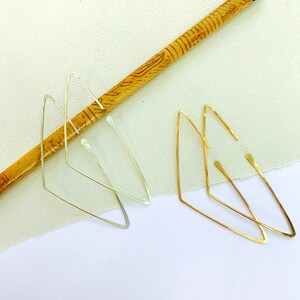 Threader Earrings Triangle Earrings Triangle Hoops Gold Threader ...