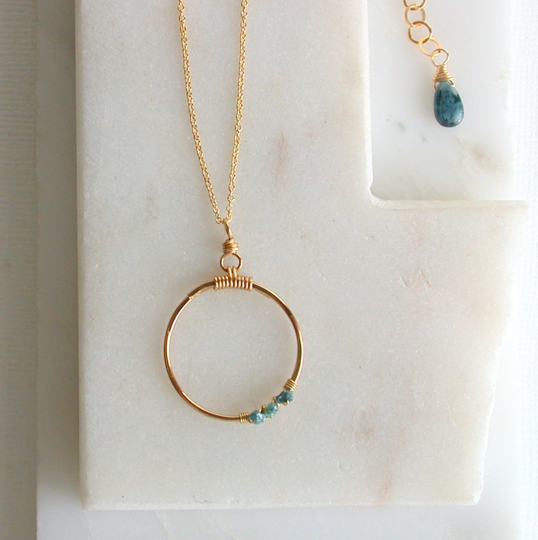 Blue Diamond Nugget Circle Necklace: 14k Gold Fill - Etsy