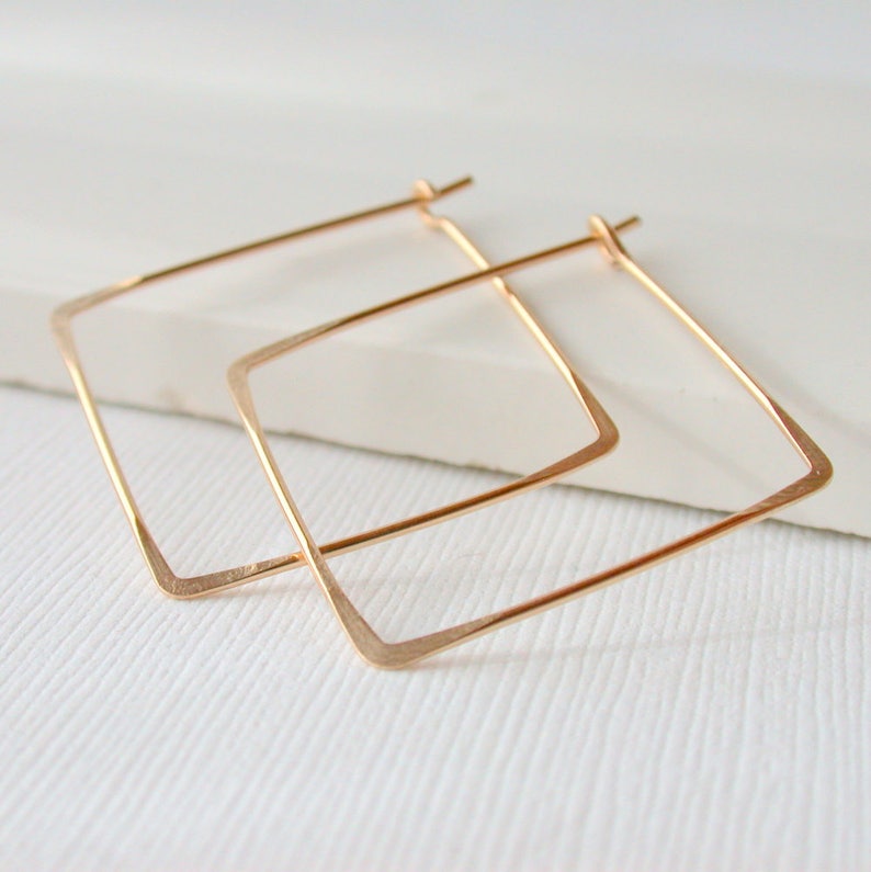 Silver Square Hoop Earrings. Square Hoops. - Etsy