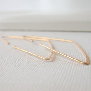 Threader Earrings Triangle Earrings Triangle Hoops Gold Threader ...