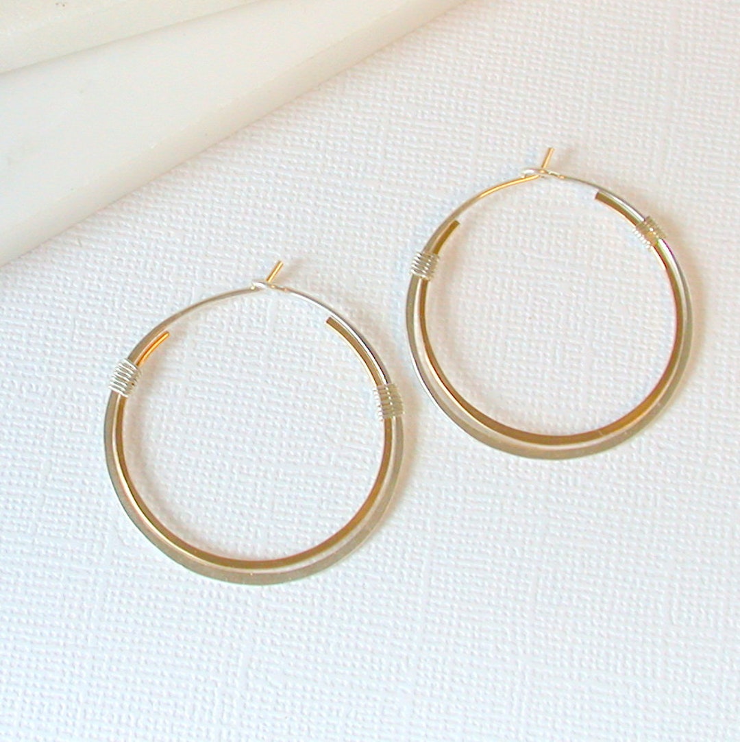 Mixed Metal Hoop Earrings: Sterling Silver, Gold, Rose Gold - Etsy