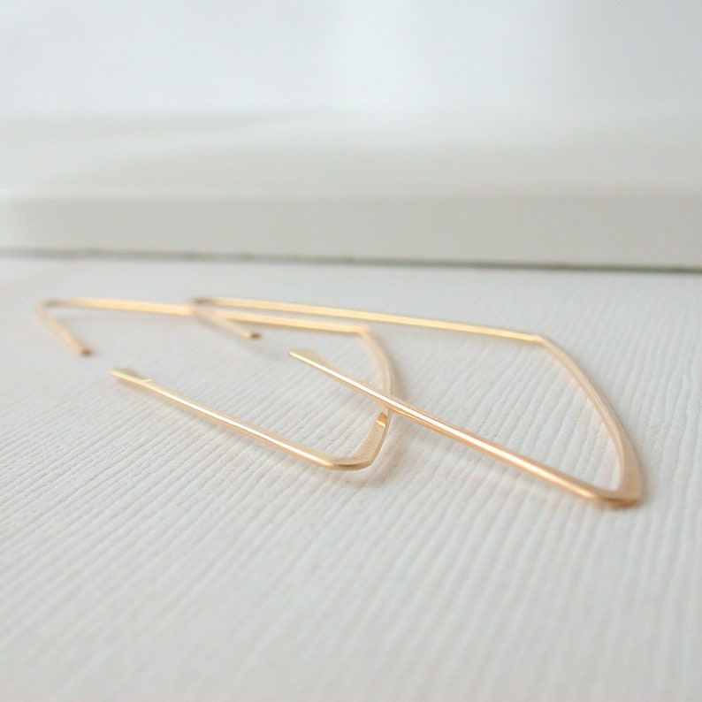 Threader Earrings Triangle Earrings Triangle Hoops Gold | Etsy