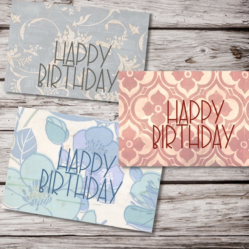 Happy Birthday Digital Download Cards Set of Three Printable - Etsy