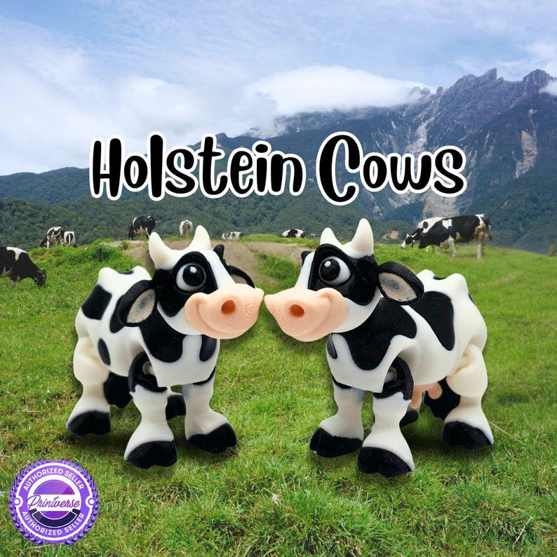3D Printed Holstein Cow Fidget Toy: Articulated Desk Pet - Etsy
