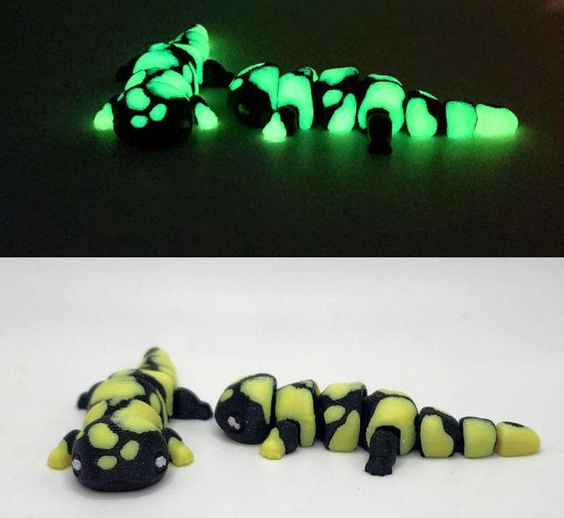 Flexi Fire Salamander - 3D Printed Articulating Fidget Figure - Desk ...