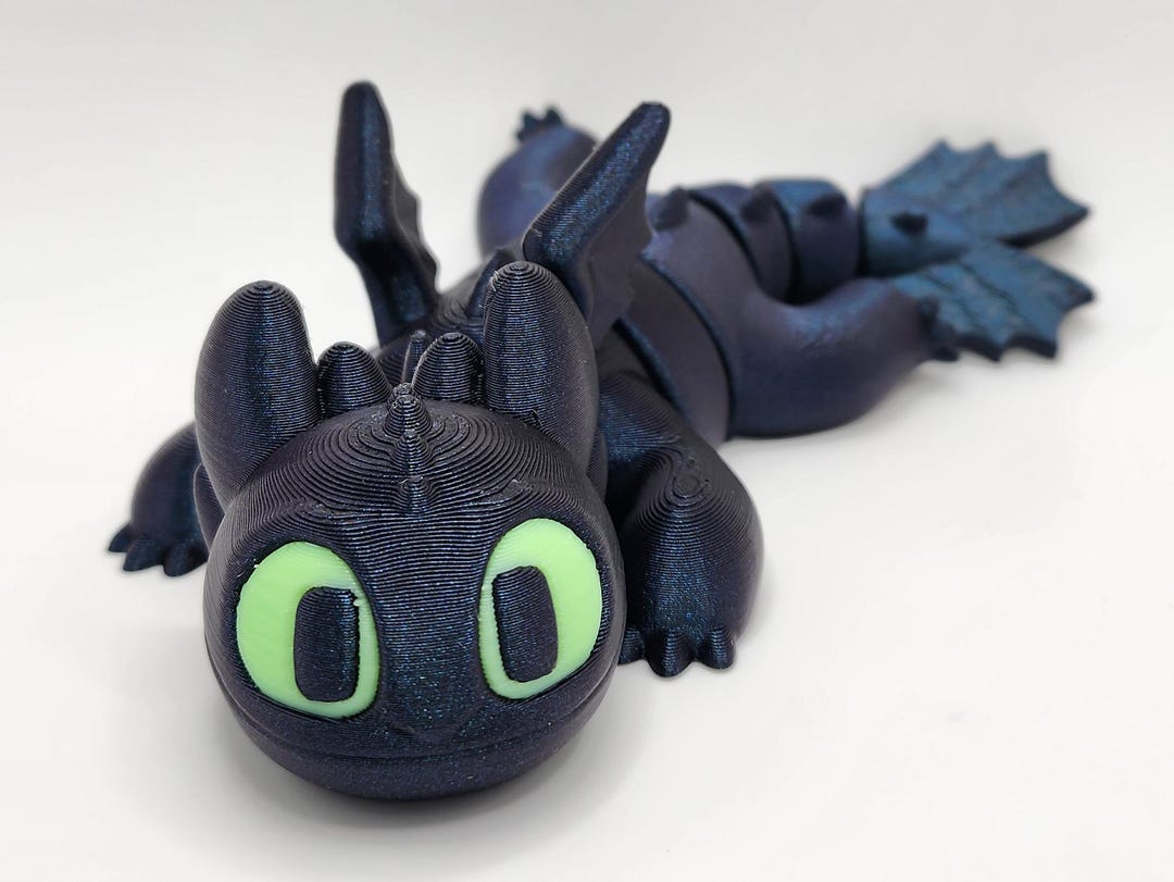 Night Dragon, 3D Flexi Articulated Fidget Toy, HTTYD Inspired ...