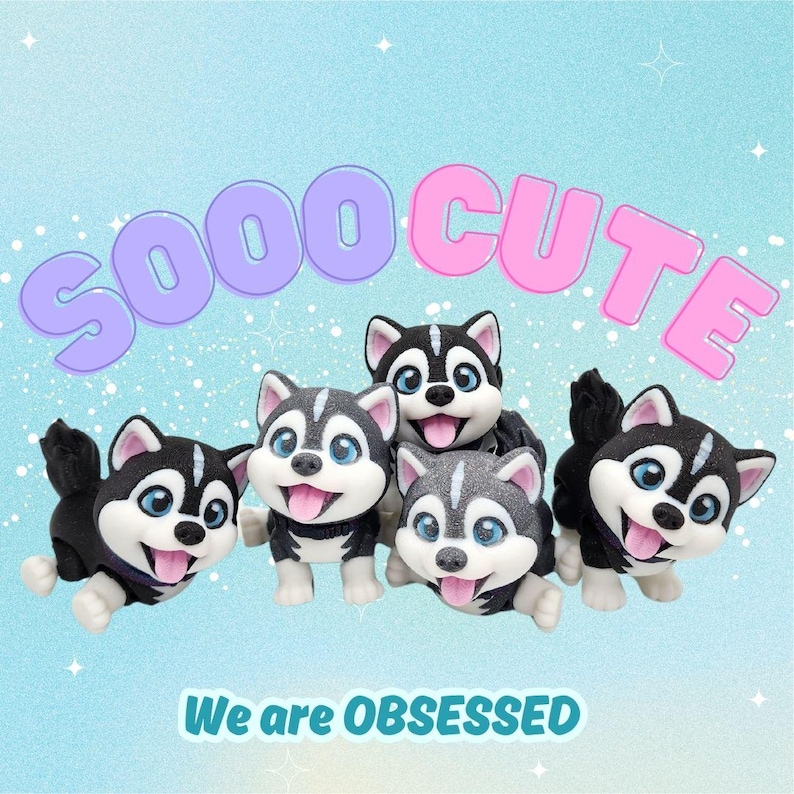 3D Printed Chibi Husky Fidget Toy: Articulated Miniature Figurine - Etsy