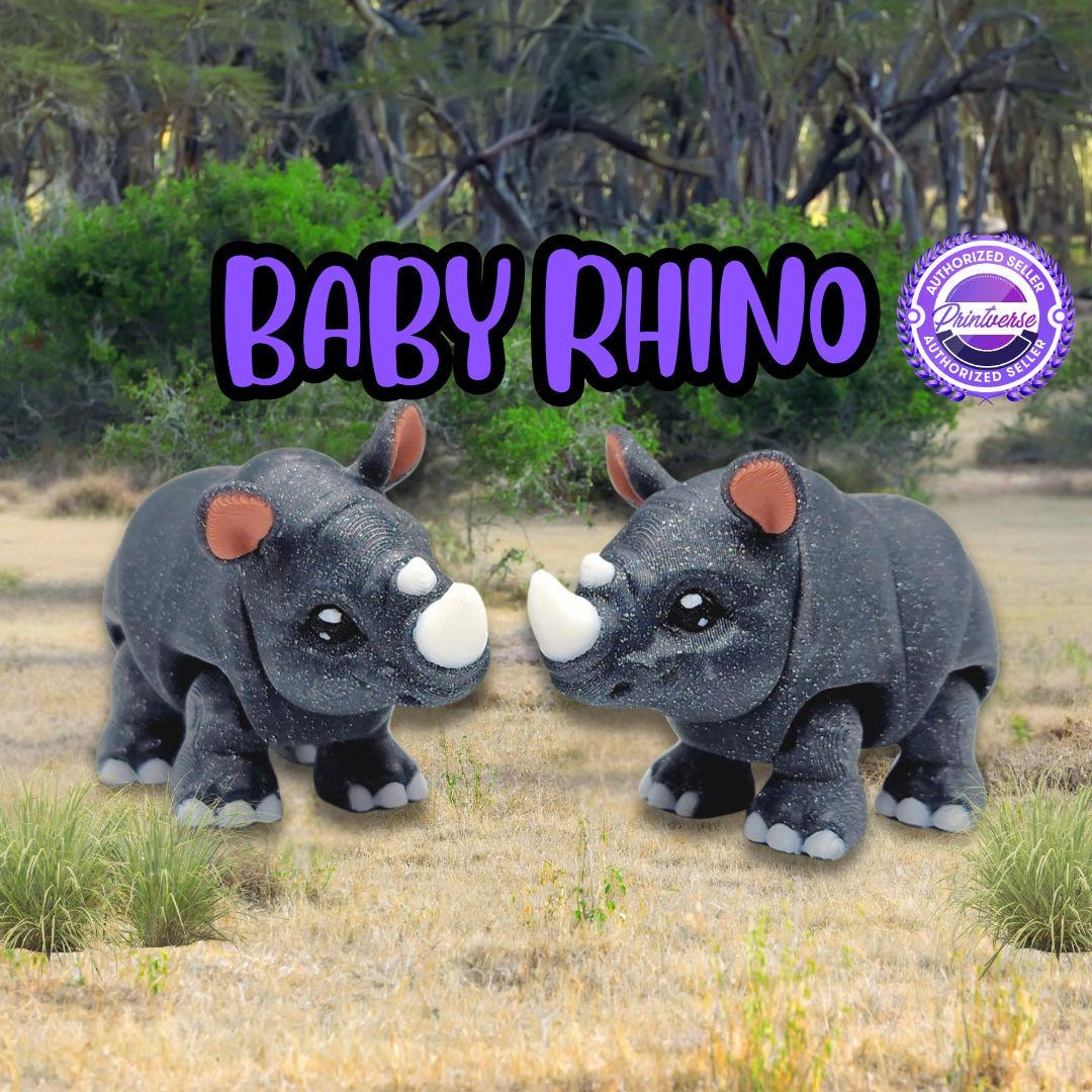 Baby Rhino - 3D Printed, Flexible Articulating Collectible, Model Toy ...