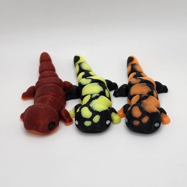 Flexi Fire Salamander - 3D Printed Articulating Fidget Figure - Desk ...