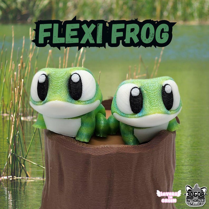 Flexi Frog - 3D Printed - Flexi Articulated Fidget Toy, Figure, Model ...