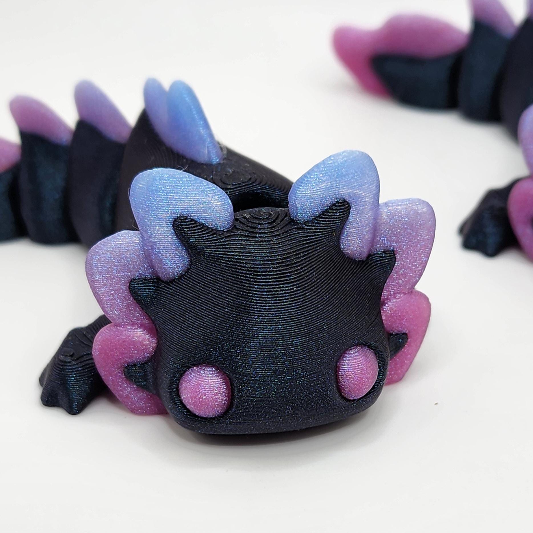 Iridescent 3D Printed Axolotl Tadpole: Flexi Fidget Desk Pet - Etsy