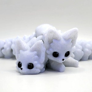 Arctic Flexi Fox, Articulated 3D White Glitter Fox, Fidget Toy, Desk ...