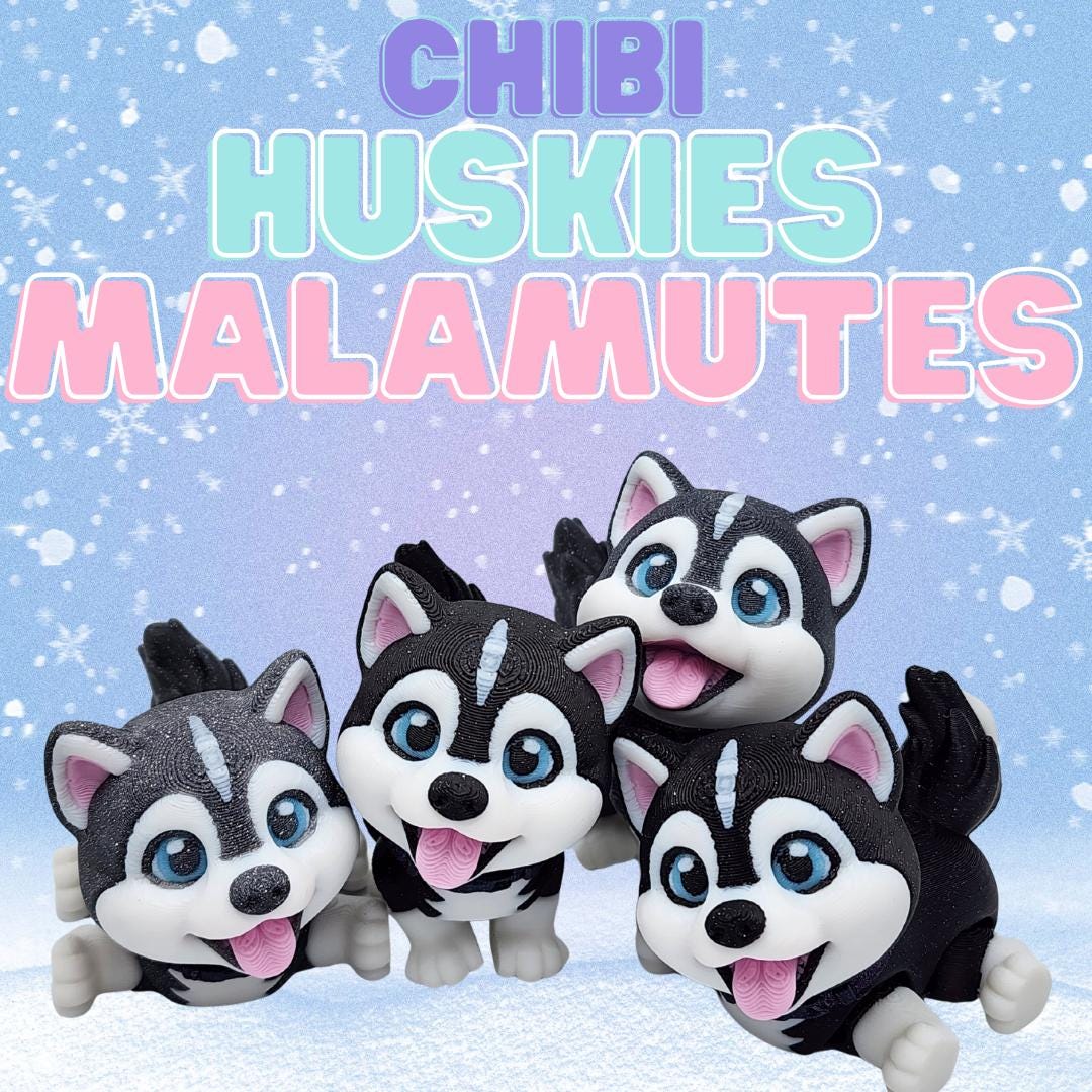 3D Printed Chibi Husky Fidget Toy: Articulated Miniature Figurine - Etsy