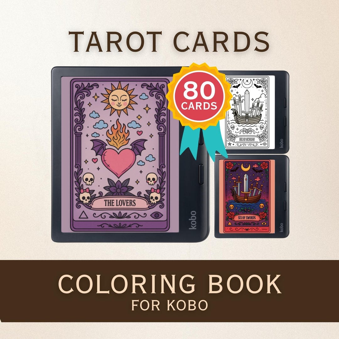Tarot Coloring Book for Kobo | 80 Pages of Cute Gothic Tarot Cards ...