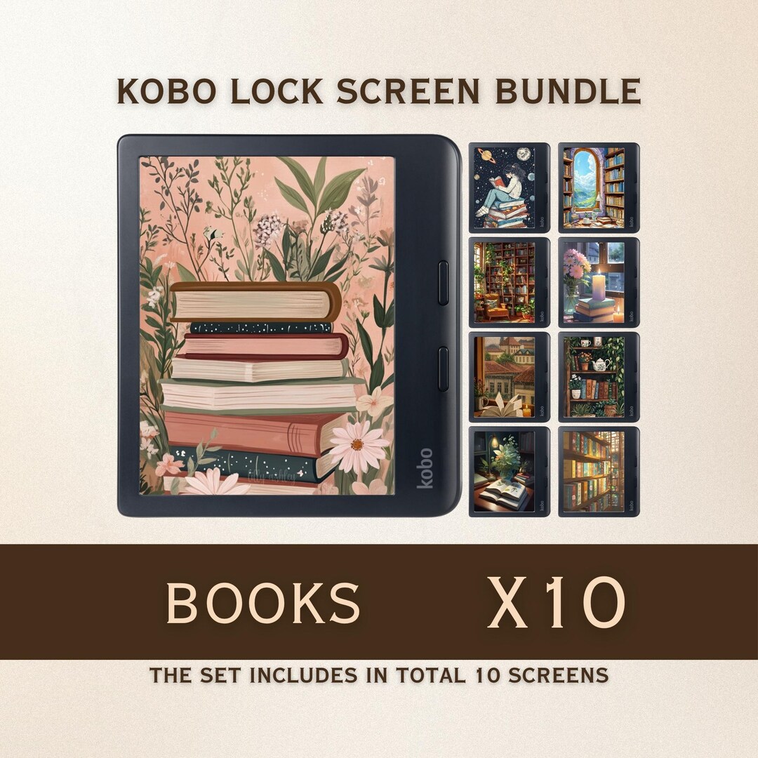 Kobo Lock Screens Bundle - Books (x10 Wallpapers) - Etsy