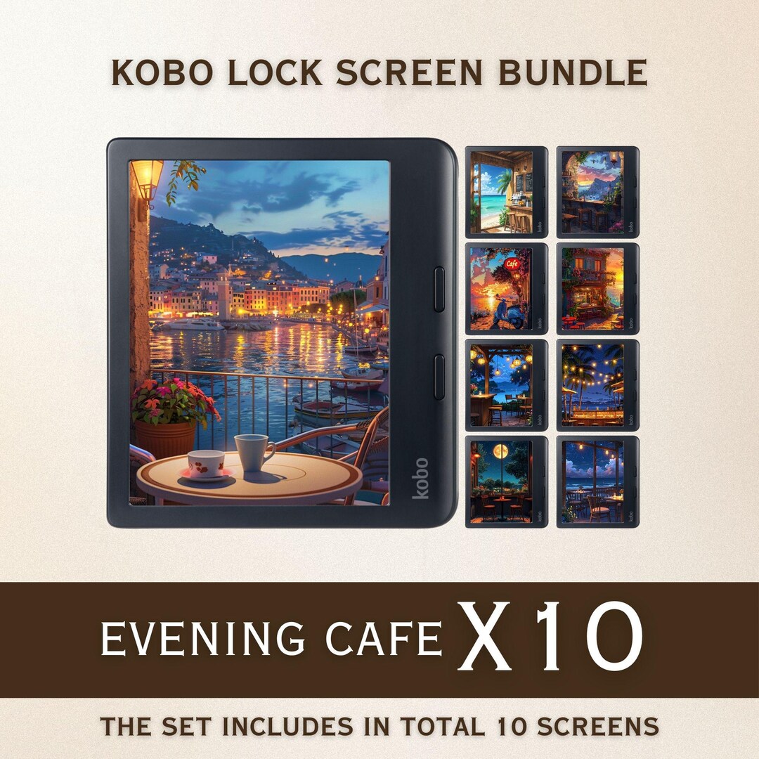 Kobo Screensavers | 10 Evening Cafe Sleep Screens for Kobo Libra Colour ...